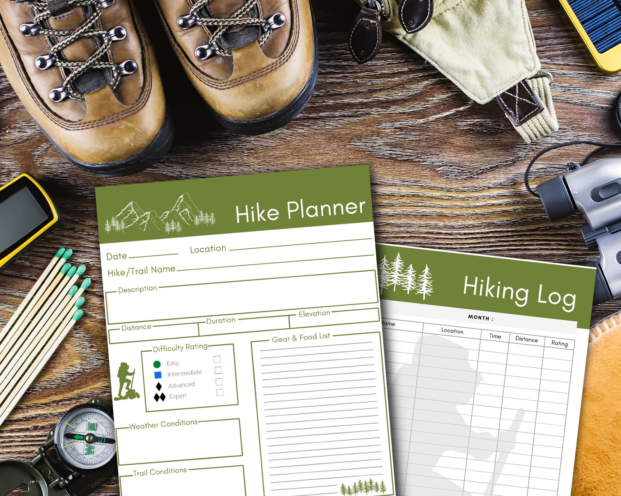 Printable Hike Planner and Log Insert Pack Hiking Planner - Etsy