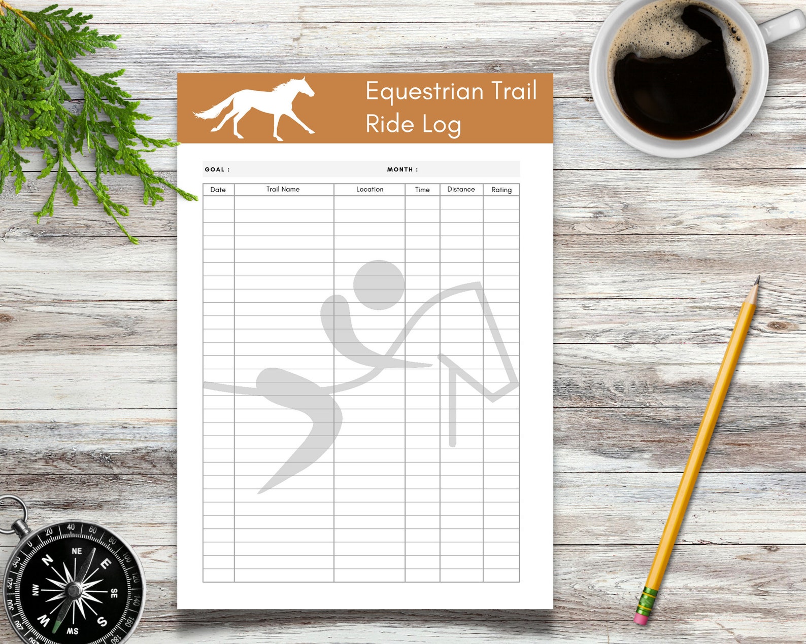 Printable Equestrian Trail Ride Planner and Log Insert Pack, Horse ...