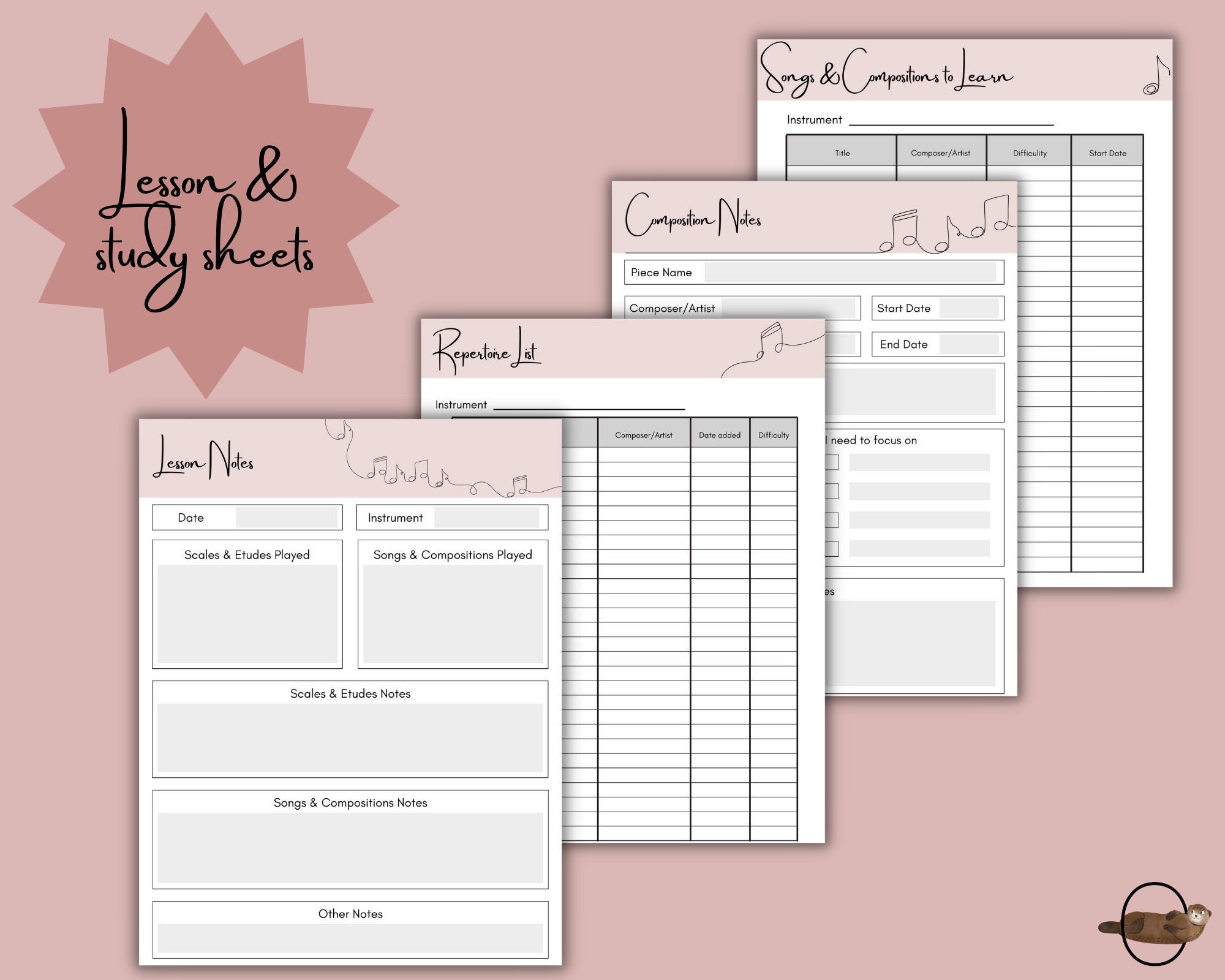 The Musician's Planner Pink Printable Music Practice Planner Music ...