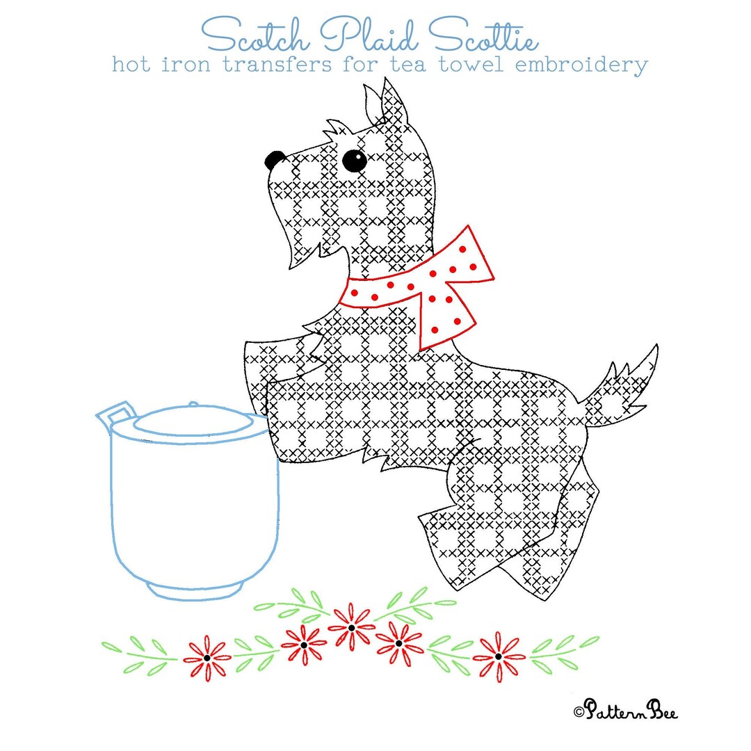 SCOTCH PLAID PUP #2704 Daily Dish Towel Cross Stitch Designs Vintage ...