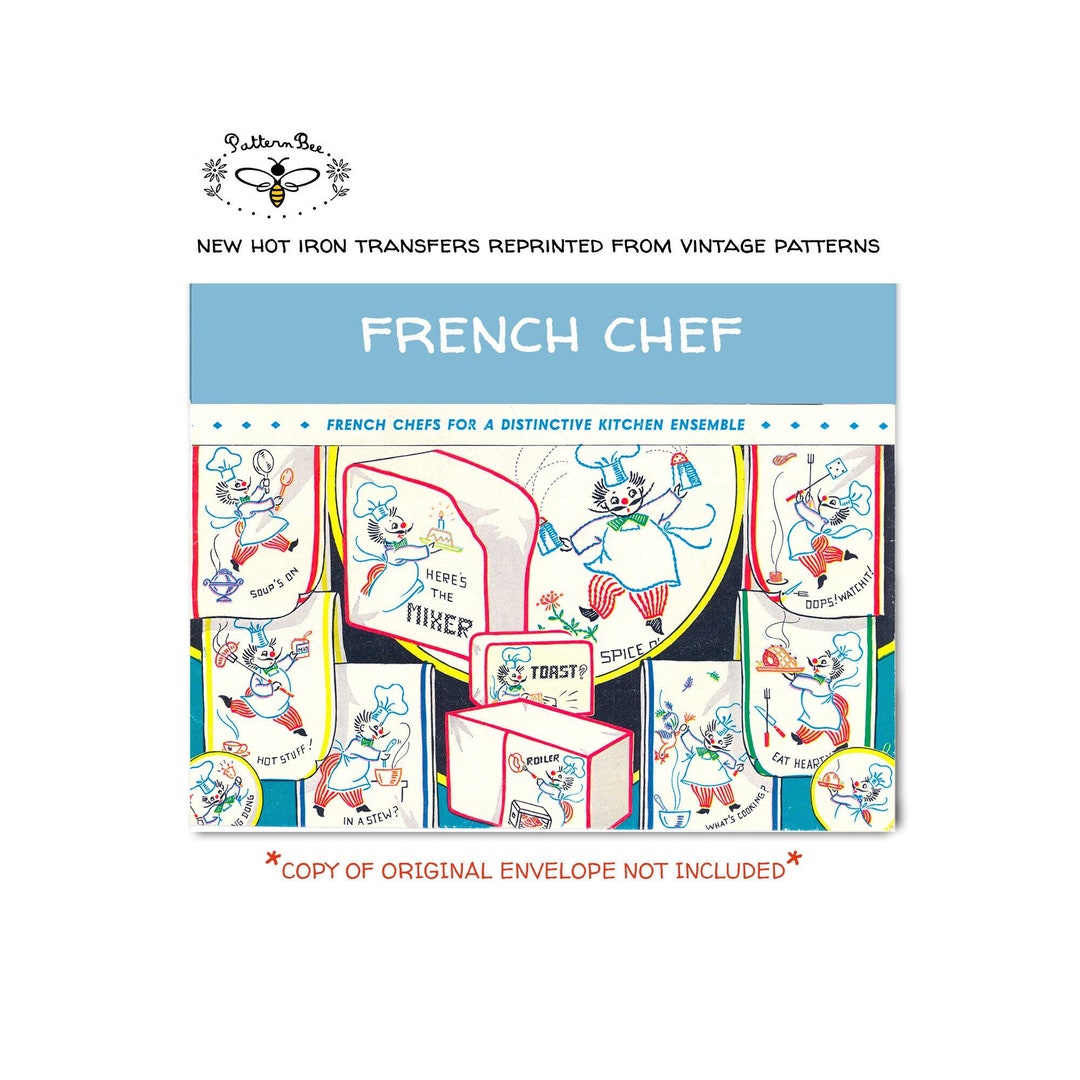 FRENCH CHEF Kitchen Designs: Vintage Embroidery Pattern - Etsy