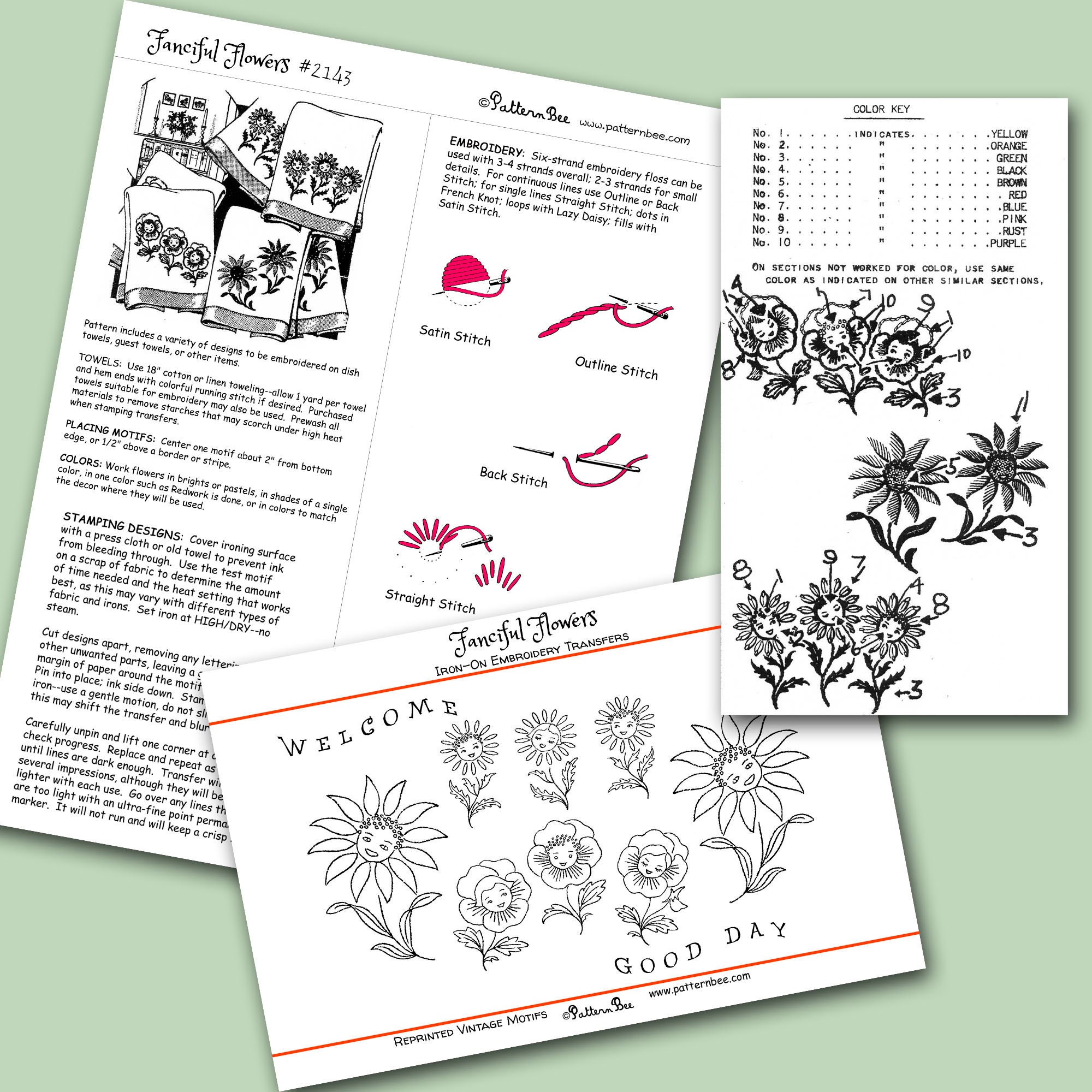 FANCIFUL FLOWERS Vintage Embroidery Patterns Reprinted as Hot - Etsy