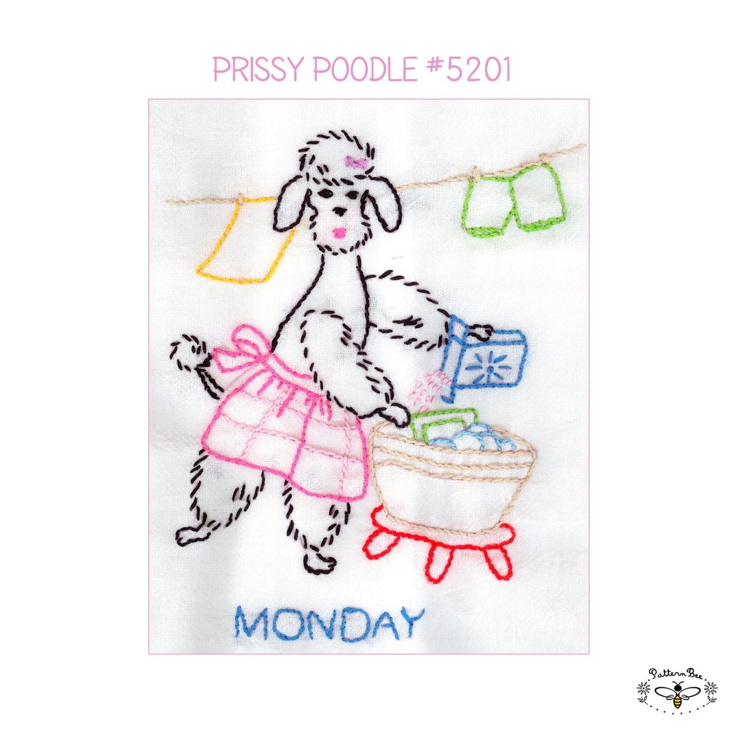 PRISSY POODLE Day of the Week Dish Towels: Vintage Embroidery Patterns ...