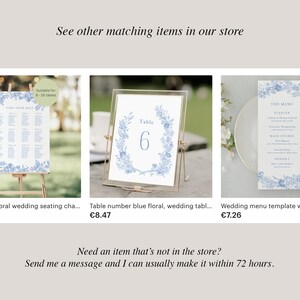 Table Number Blue Floral, Wedding Table Number Template, Floral Table ...