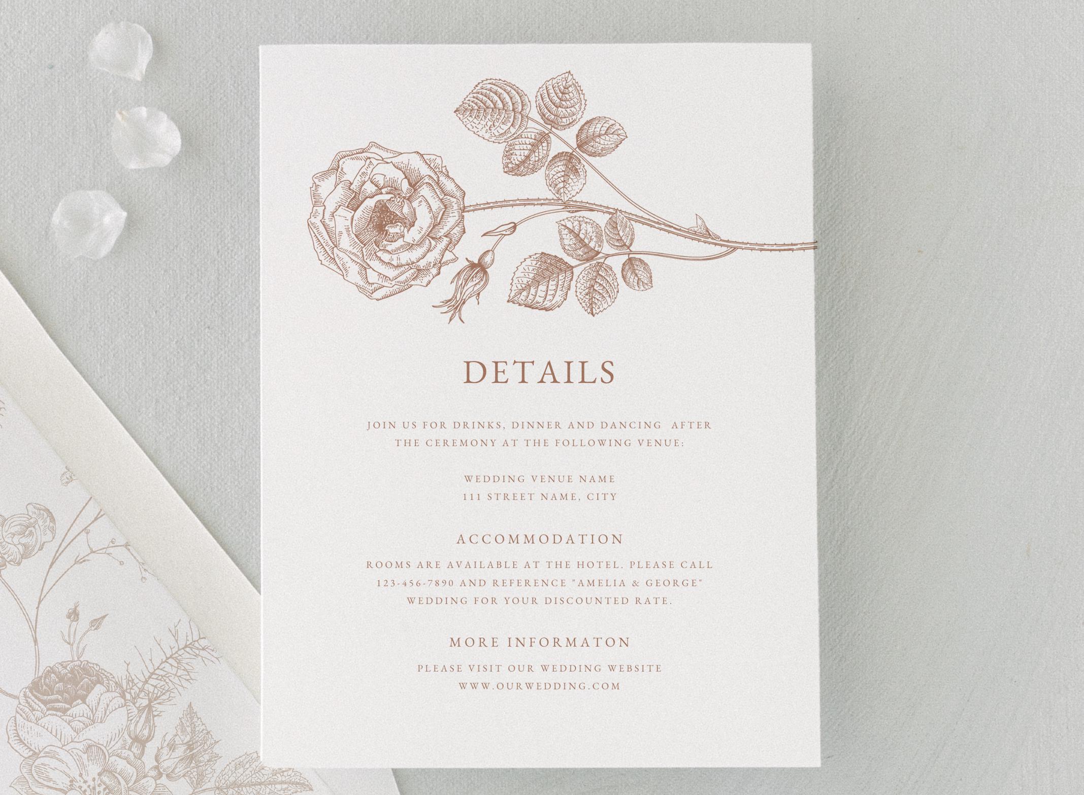 Mocha Mousse Wedding Invitation Suite, Floral RSVP Template (digital ...