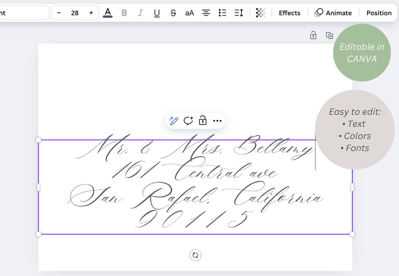 Calligraphy Envelope Template Wedding Invitation Editable in Canva ...