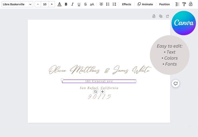 Printable Envelope Address Template, Editable in Canva, Envelope ...