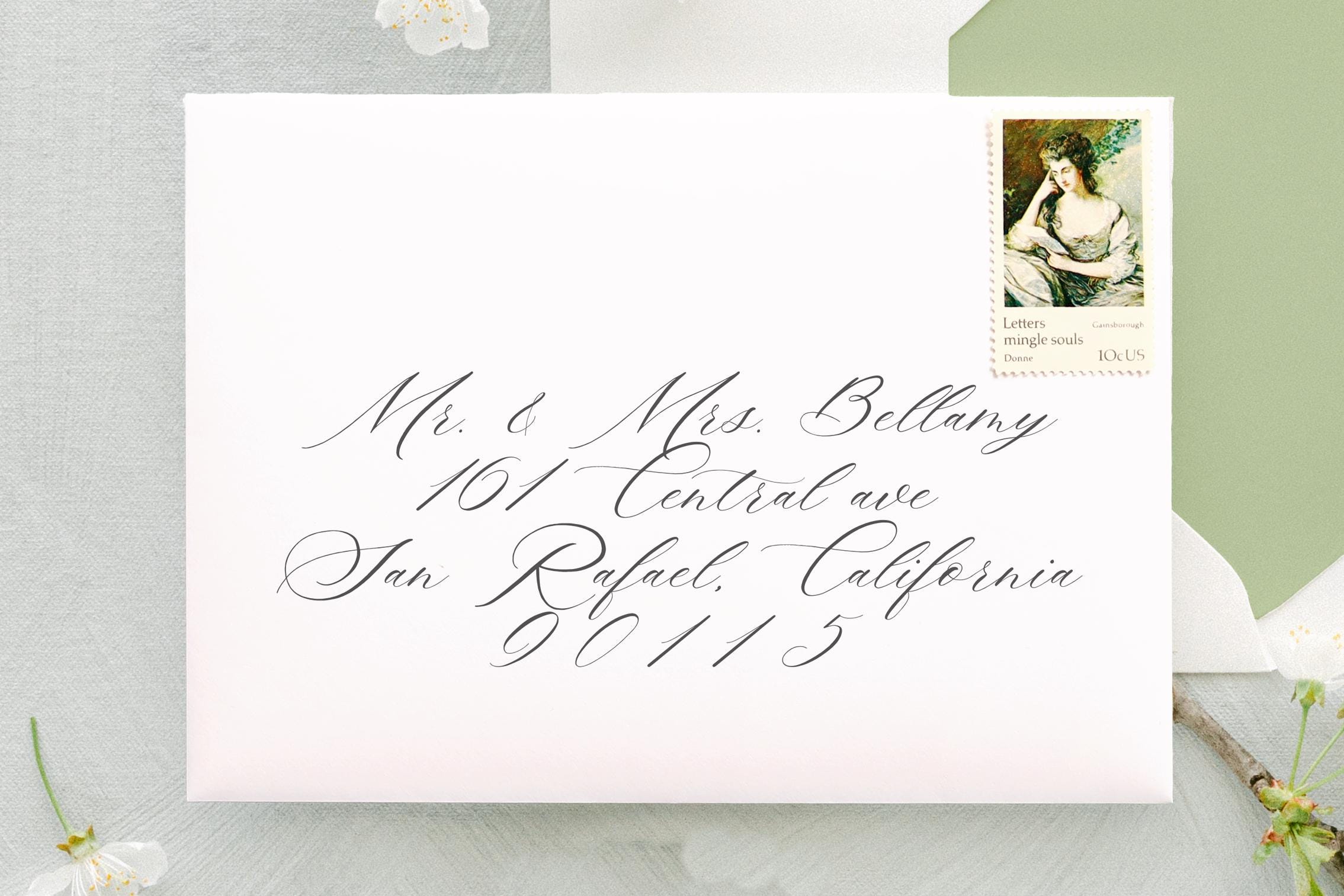 Calligraphy Envelope Template Wedding Invitation Editable in Canva ...