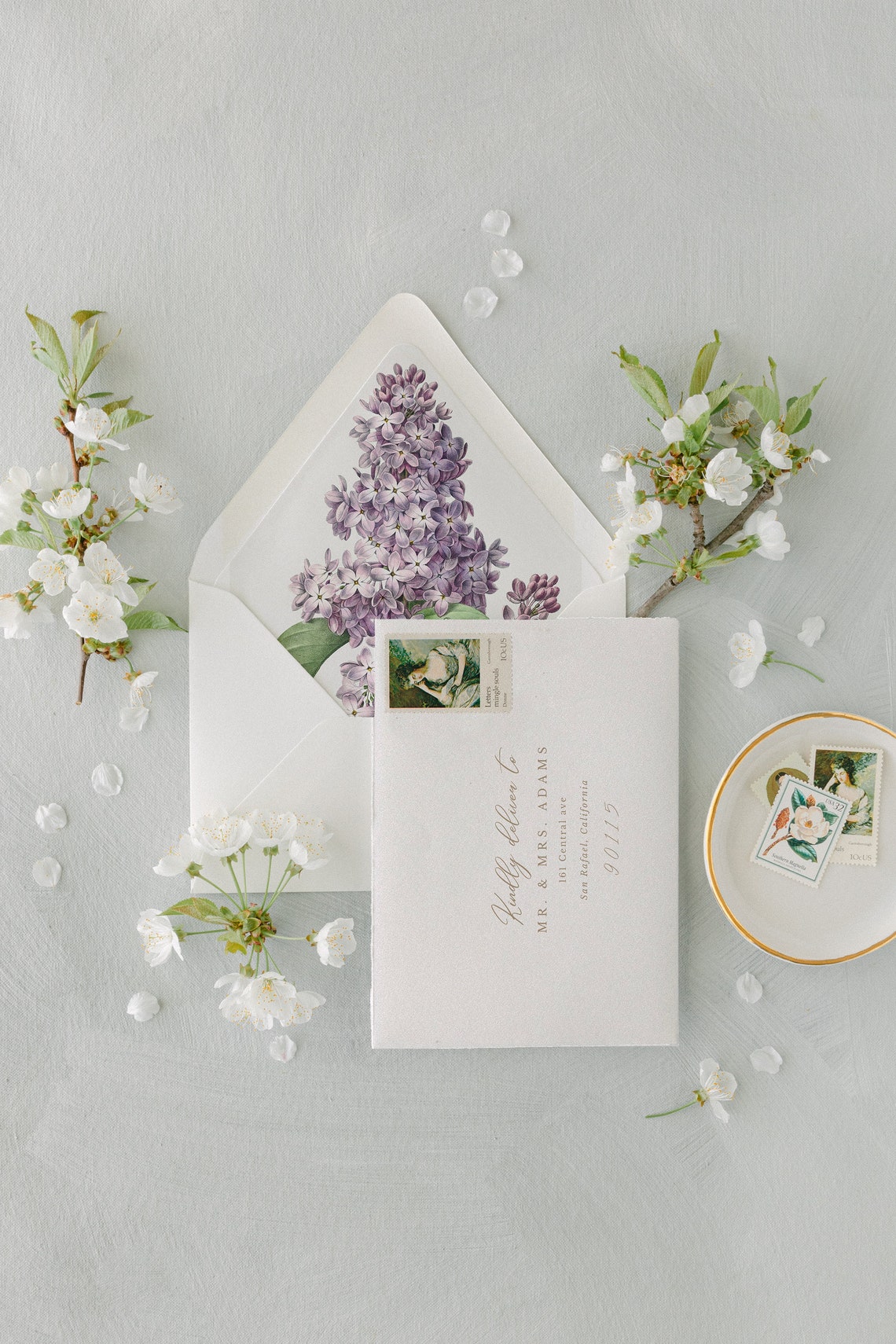 Printable Floral Envelope Liner Lilac Vintage Wedding Envelope, A7 Euro ...