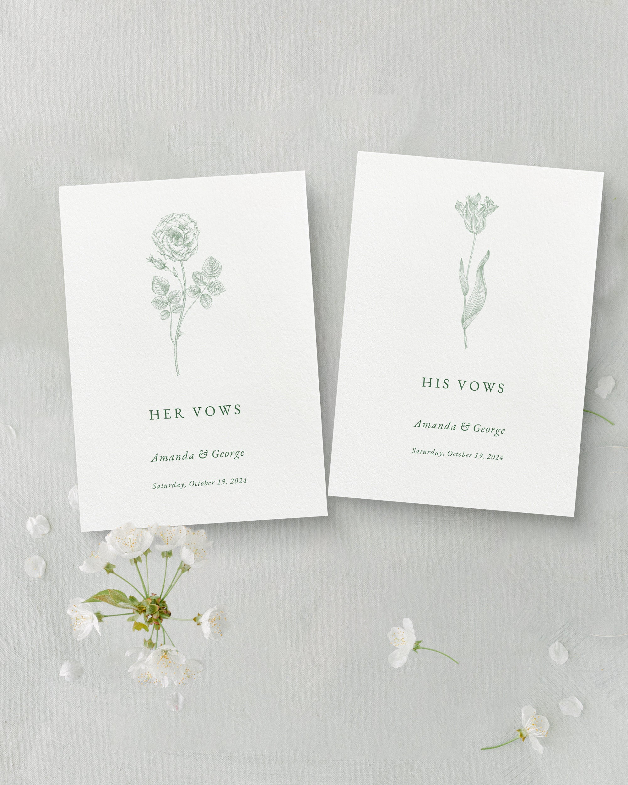 Vow Book Template Sage Green, Printable Wedding Vow Book, His and Hers ...