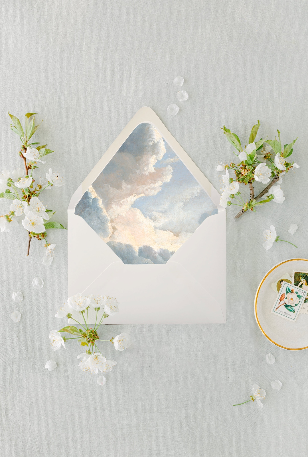 Envelope Liner Template Sky Cloud Printable, Fine Art, Vintage Wedding ...