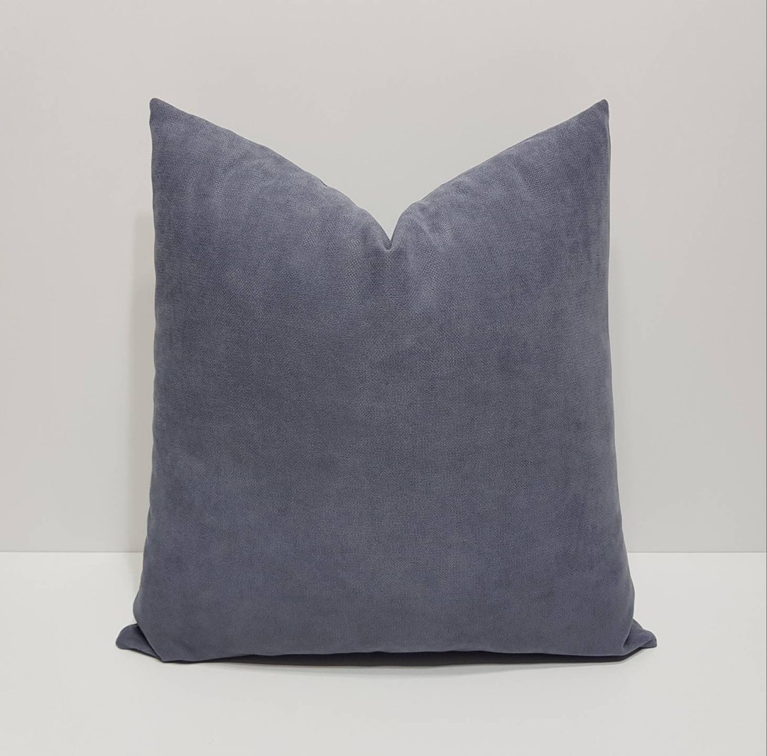 Indigo Blue Pillow Cover, Solid Blue Throw Cushions, Smokie Blue ...