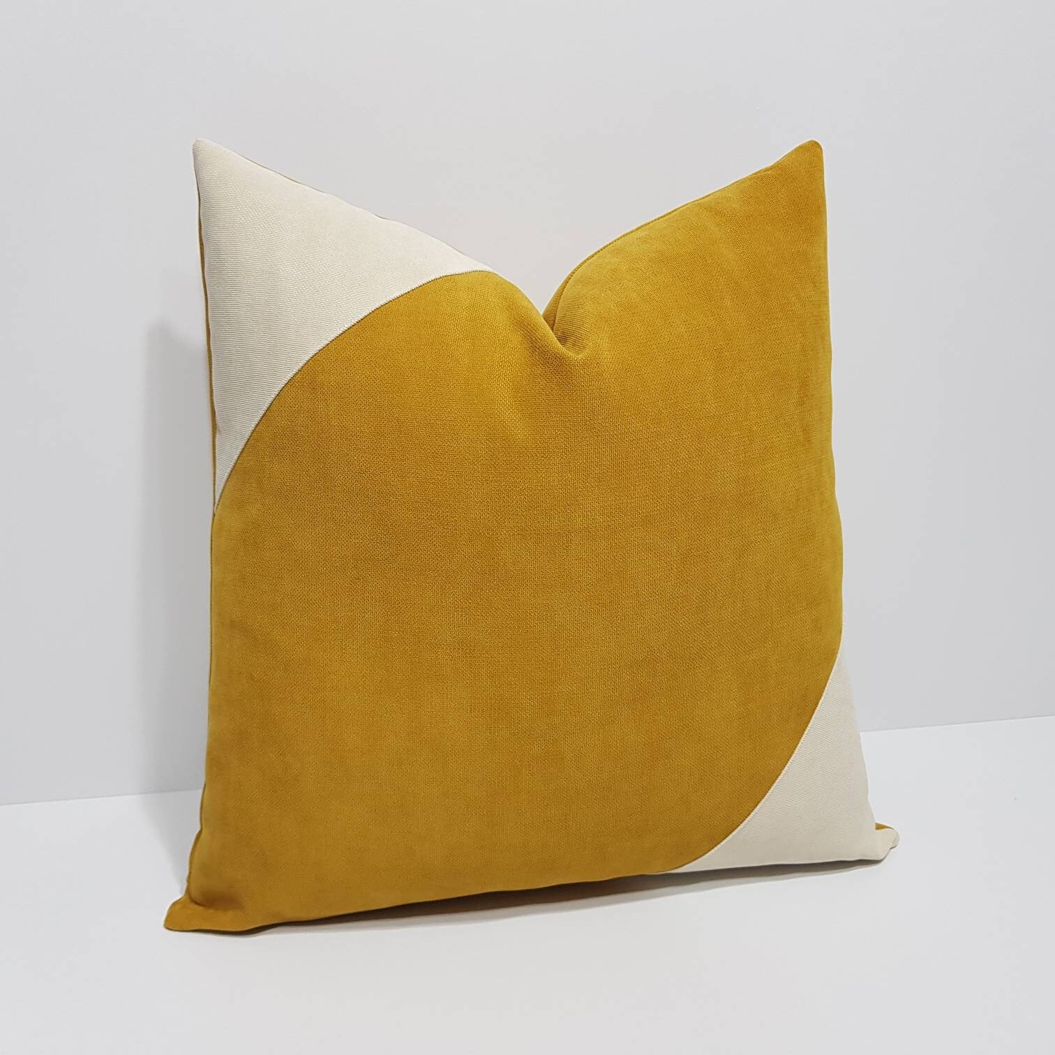 Mustard Yellow Pillow Cover Yellow and Cream Pillow Case - Etsy