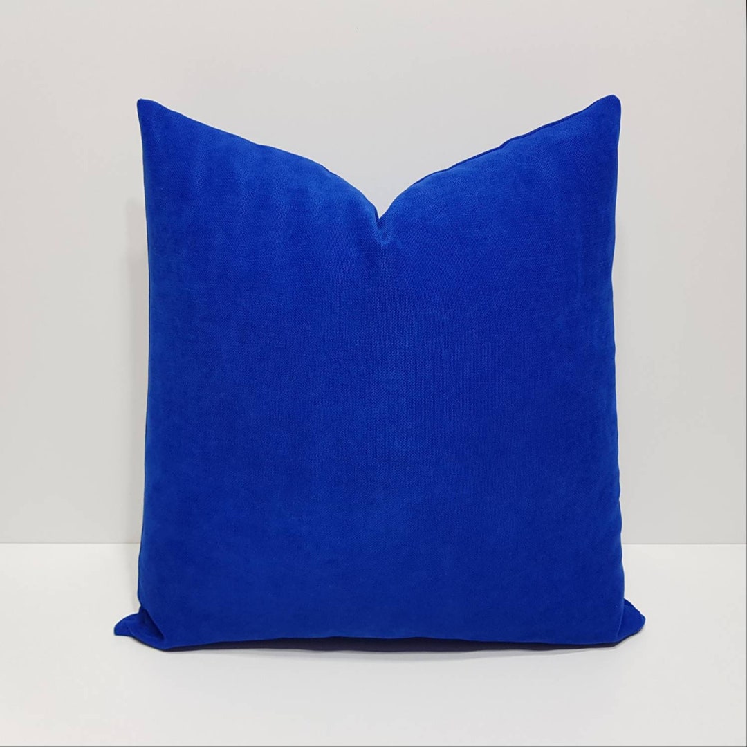 Royal Blue Pillow Cover, Dark Blue Cushion Covers, Solid Blue Throw ...