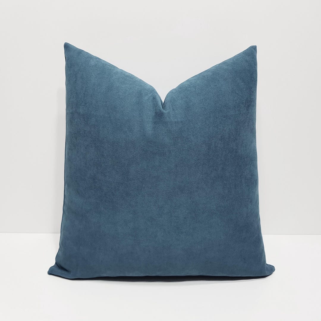 Smokie Blue Pillow Cover, Solid Blue Throw Cushion Cover, Sofa Cushion ...