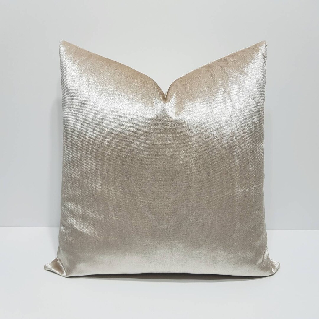 Beige Velvet Pillow Cover, Beige Bright Velvet Pillow Case, Modern ...