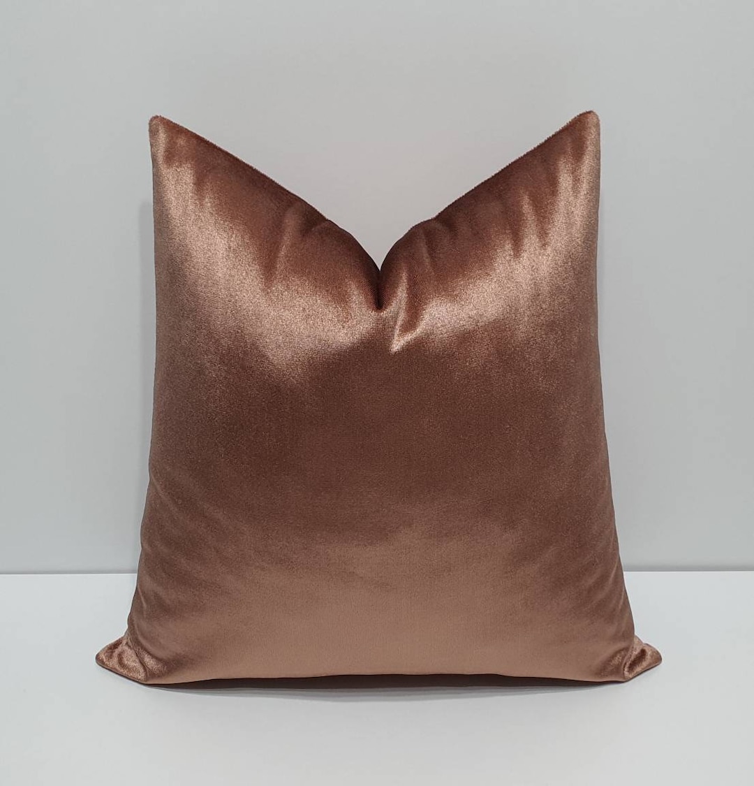 Copper Color Pillow Cover, Luxury Bright Velvet Pillow Cover, Modern ...