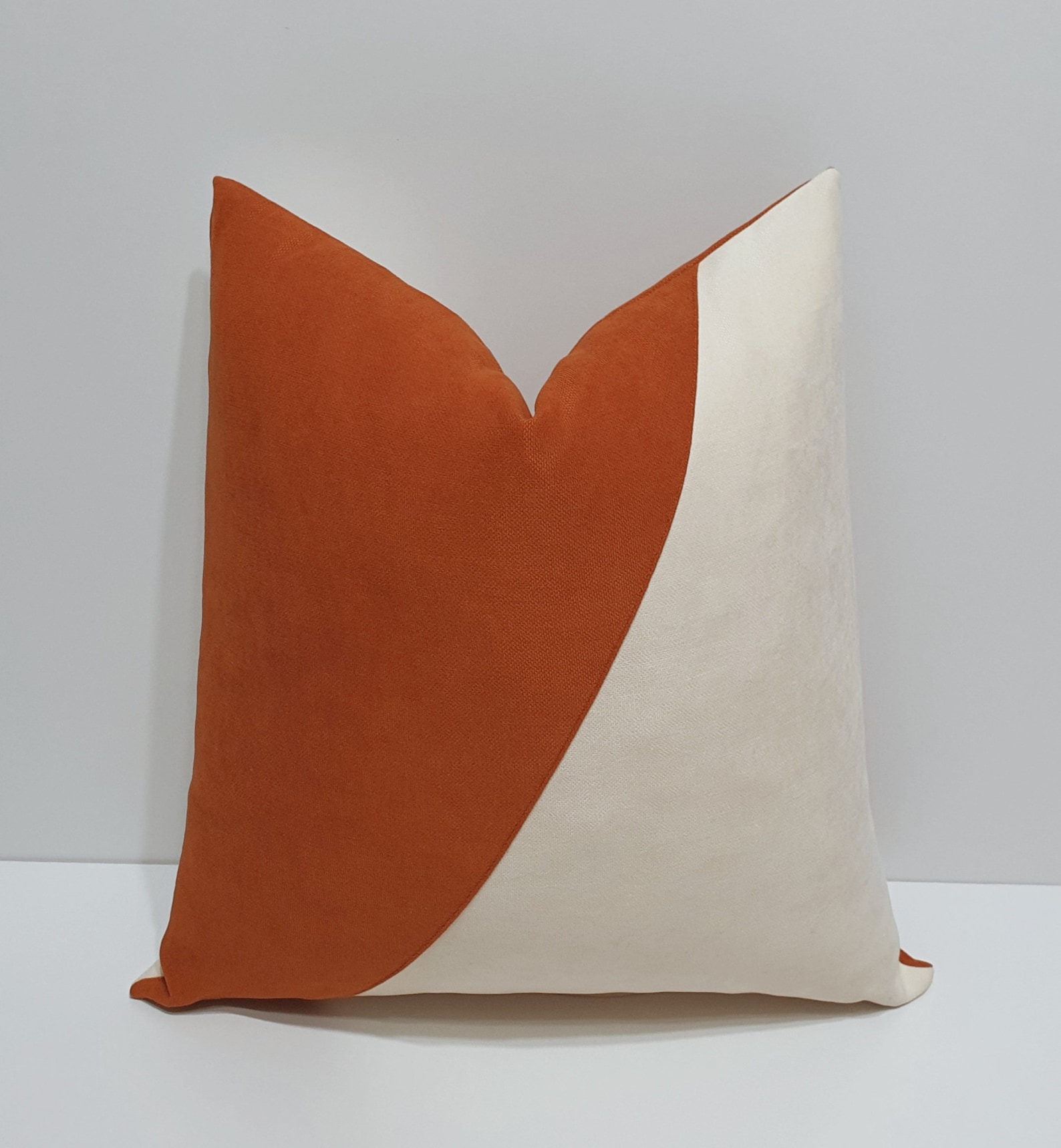 Burnt Orange and Cream Pillow Cover, Decorative Throw Pillow Cover ...