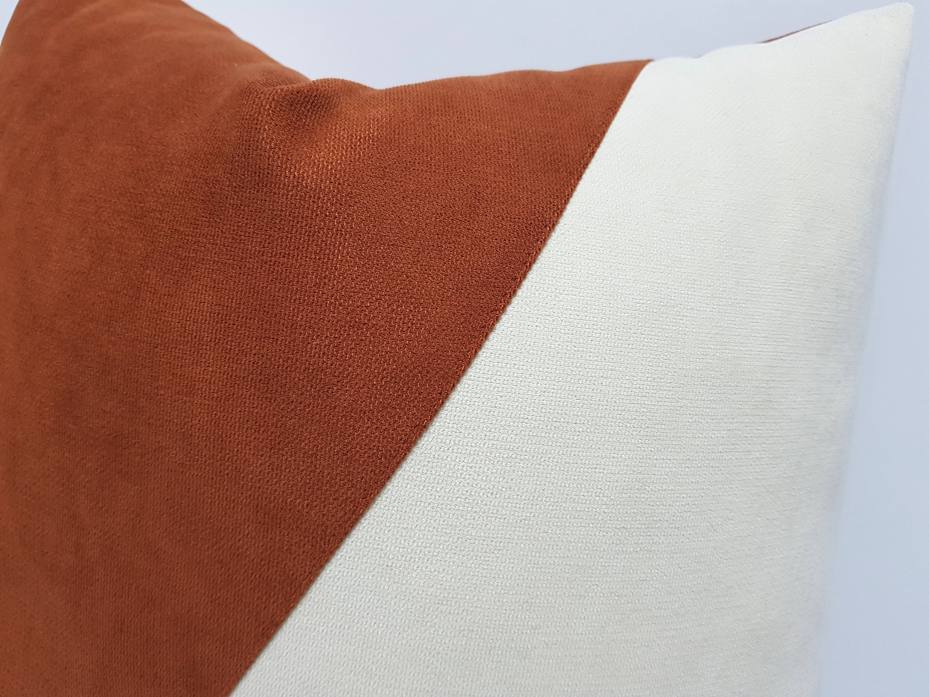 Rust Pillow Cover, Rust and Cream Pillow Cases, Rust Throw Pillow Cover ...