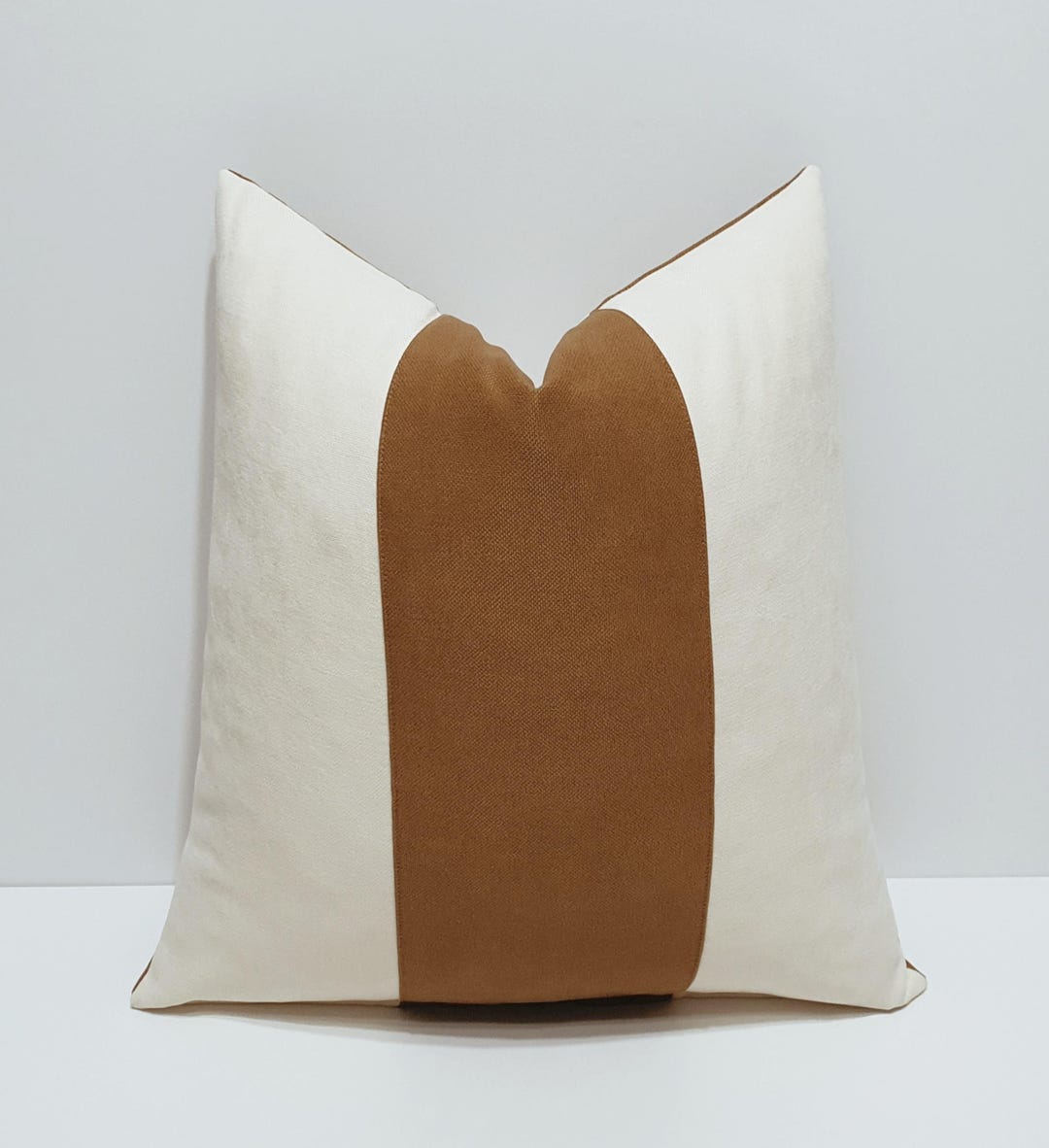 Dark Camel and Cream Pillow Cover, Camel Cushion Cases, Geometric Sofa ...