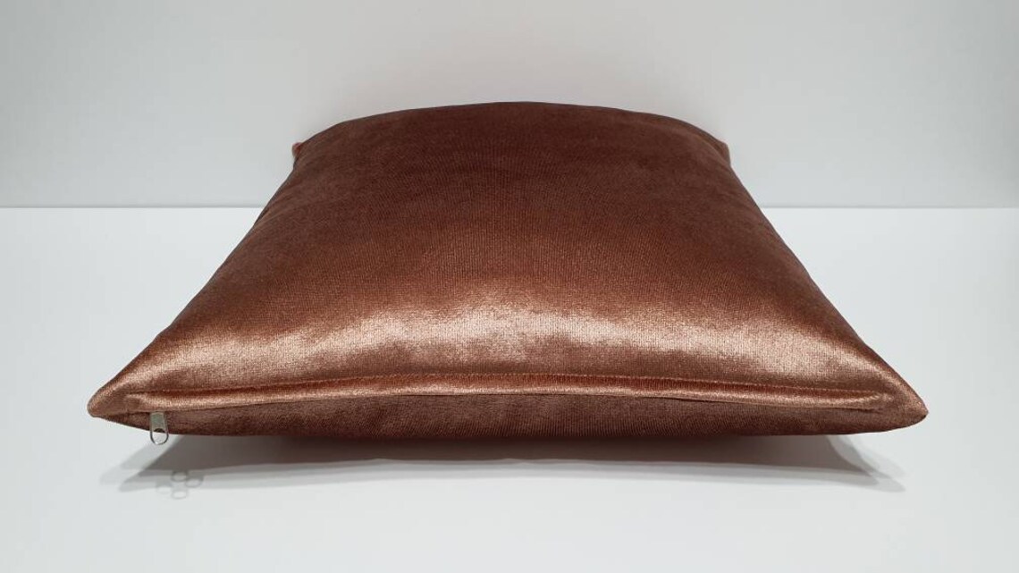 Copper Color Pillow Cover, Luxury Bright Velvet Pillow Cover, Modern ...