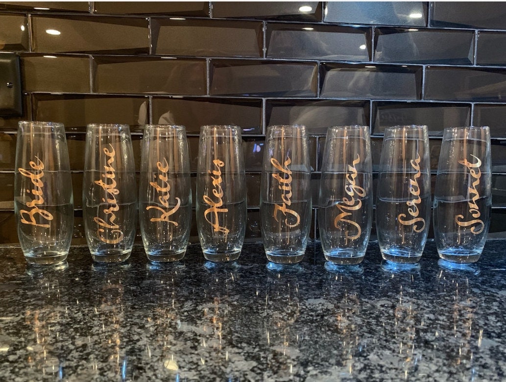 Personalized stemless glass champagne flutes - Etsy.de