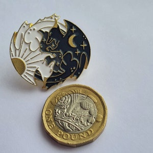 Yin Yang Style Enamel Pins, Dragon, Koi, Fox Pin Badge, Ocean, Black and White Badges, Pins ...