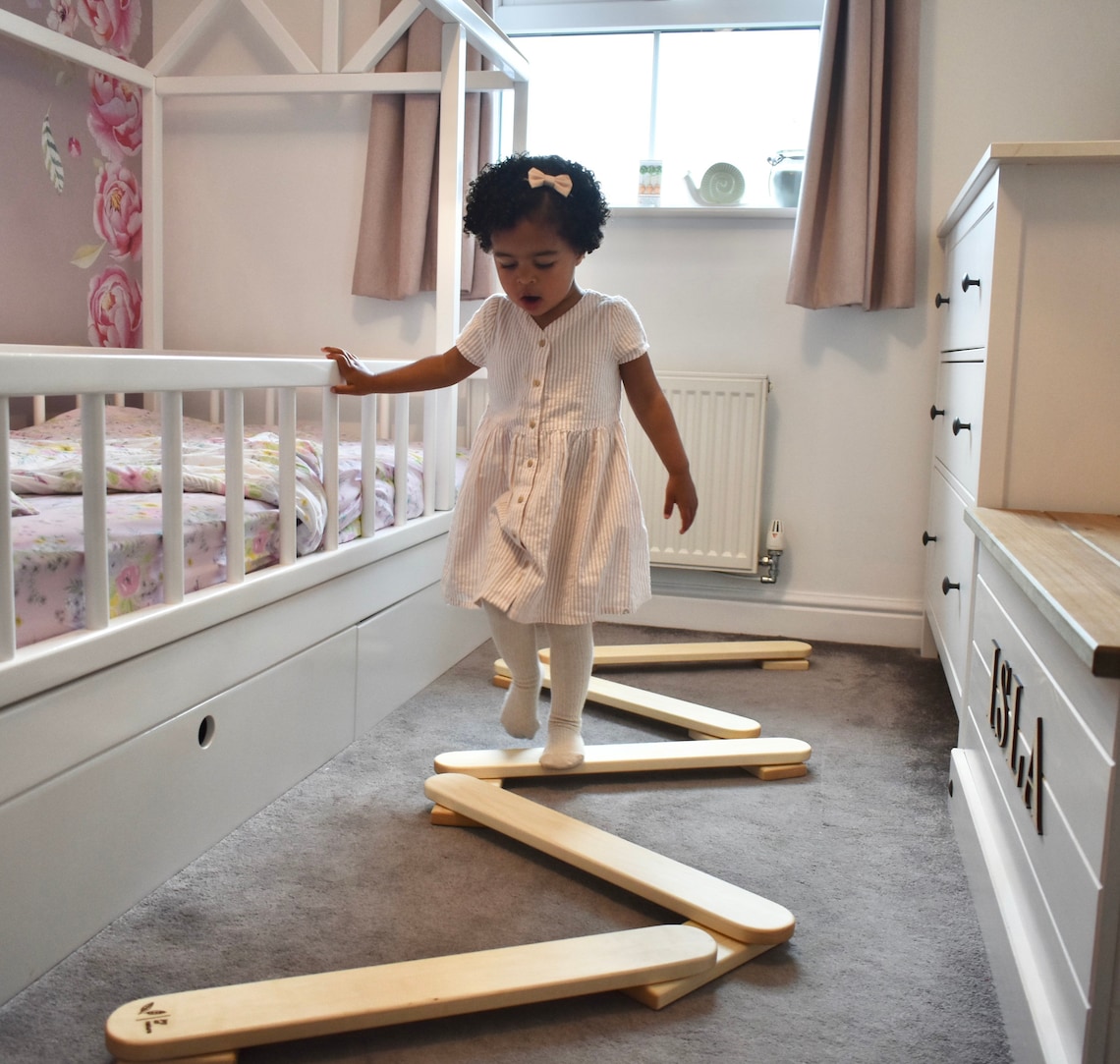 Balance Beam Set Gym for Kids Montessori Toy Wooden Balance - Etsy