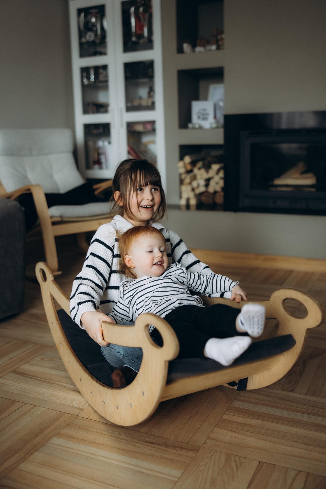 Kids Wooden Rocker | Toddler Rocking Toy With Cushion | Montessori ...