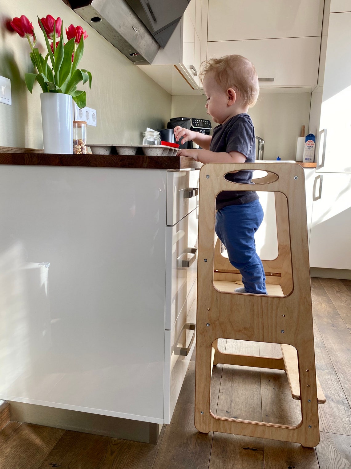 Kitchen Helper Tower Toddler Step Stool Montessori Tower - Etsy