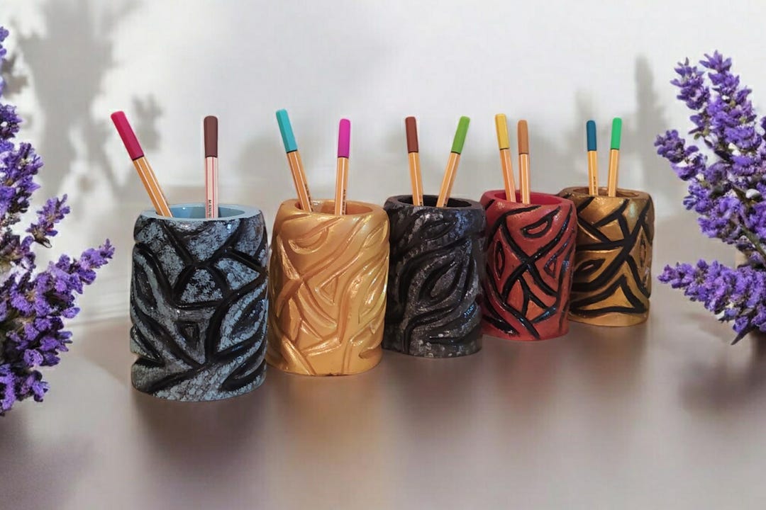 Handmade Cement-plaster Vases, Pencil Holders, Toothbrush Holders ...