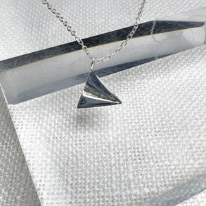 Sterling Silver Paper Airplane Necklace Paper Plane Pendant - Etsy