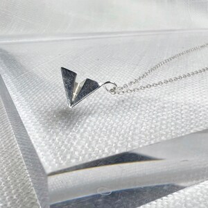 Sterling Silver Paper Airplane Necklace Paper Plane Pendant - Etsy