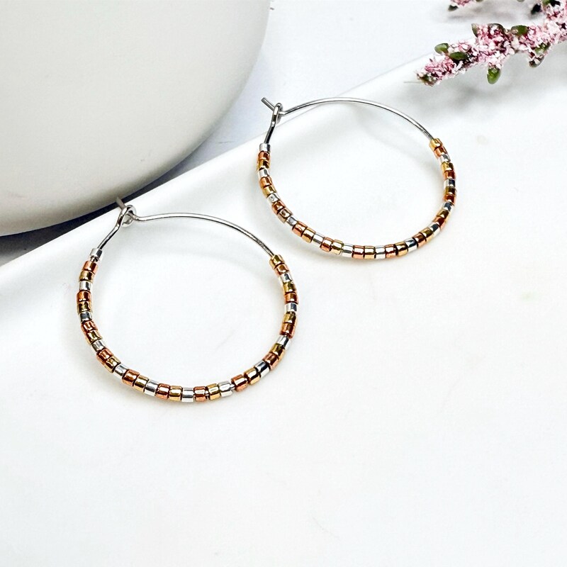 Beaded Hoops - Etsy