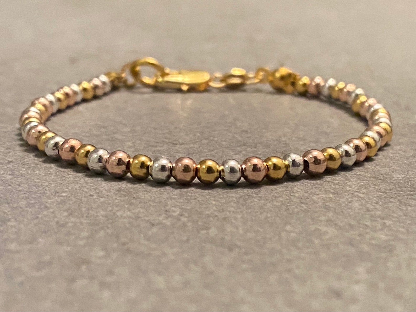Tricolor Bead Bracelet Mixed Metal Bracelet Multi Metal - Etsy