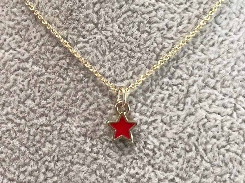 Dainty Red Star Necklace Tiny Star Pendant Necklace Gold - Etsy