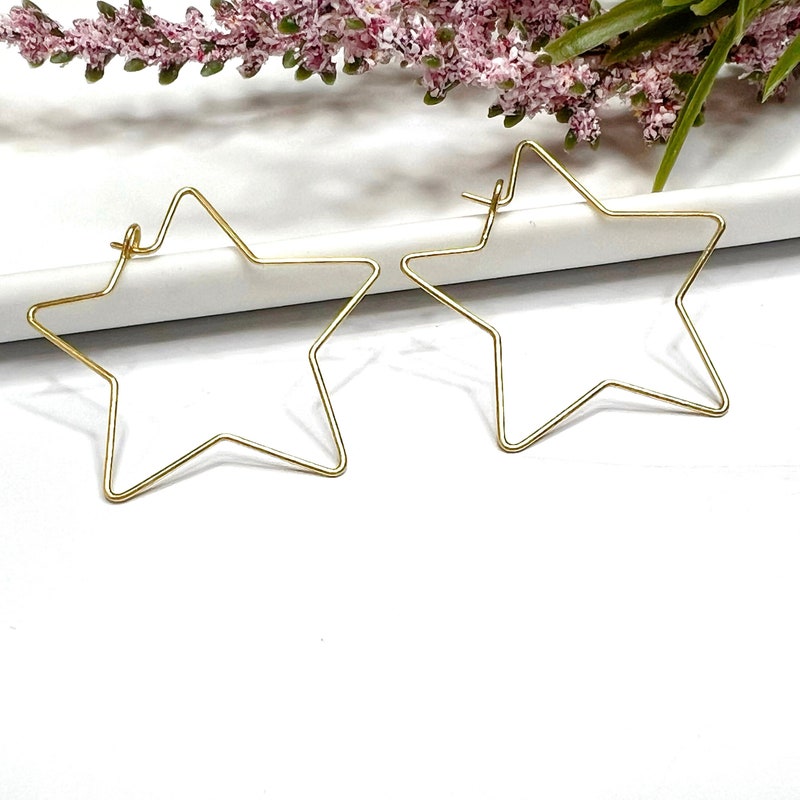 Star Shaped Hoop Earrings - Etsy