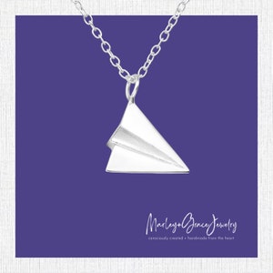Sterling Silver Paper Airplane Necklace Paper Plane Pendant - Etsy