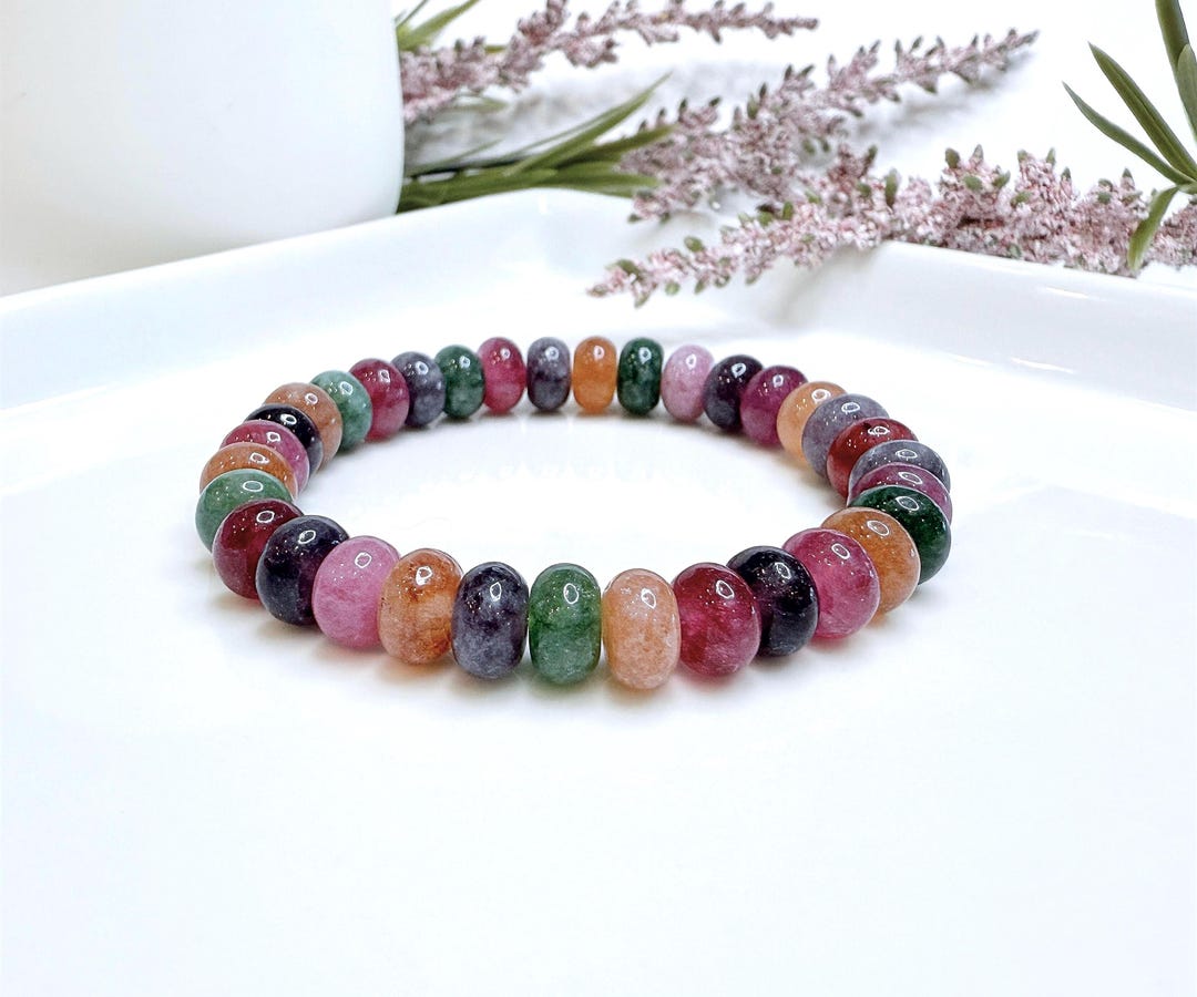 Mixed Tourmaline Quartz Candy Beaded Stretch Bracelet, Skittles ...