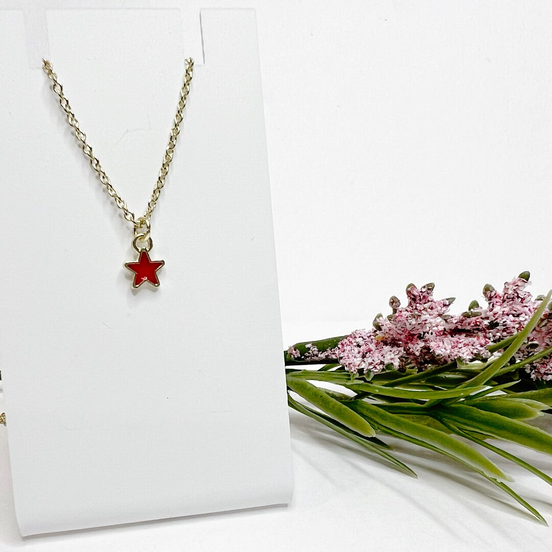 Dainty Red Star Necklace, Tiny Star Pendant Necklace Gold, Small Star ...