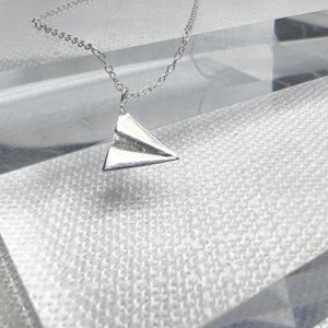 Sterling Silver Paper Airplane Necklace Paper Plane Pendant - Etsy