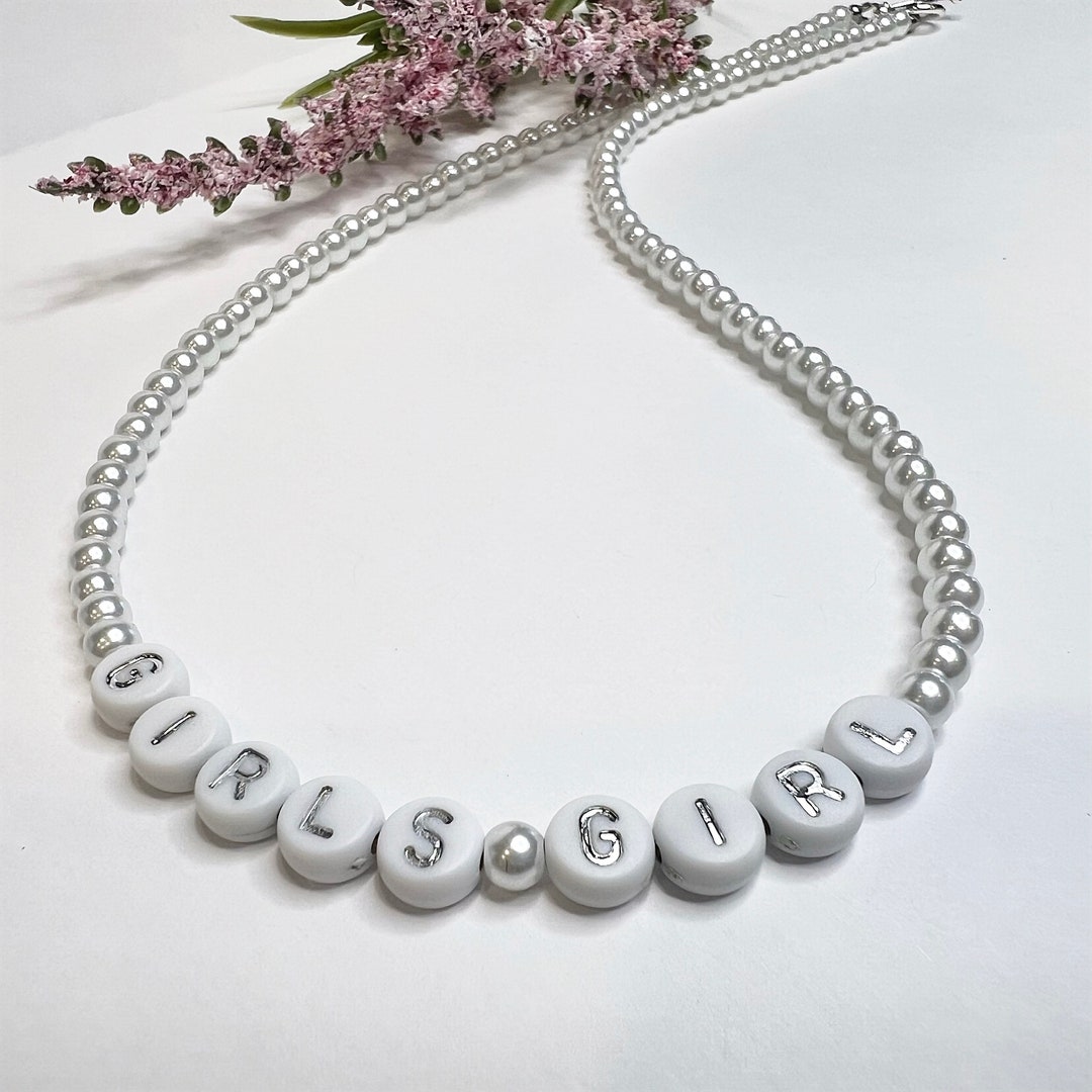 Girls Girl Alphabet Bead Necklace, Personalized Word Choker, Custom ...