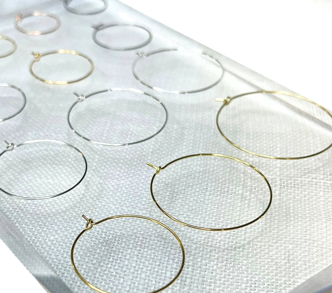 Thin Wire Earrings, Size Upgrade Beaded Hoops 20mm 25mm 30mm 35mm 40mm ...