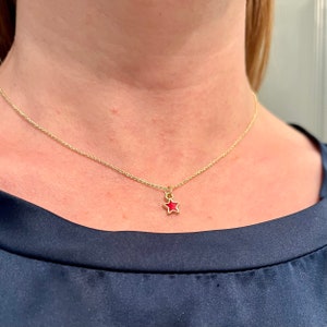 Dainty Red Star Necklace Tiny Star Pendant Necklace Gold - Etsy