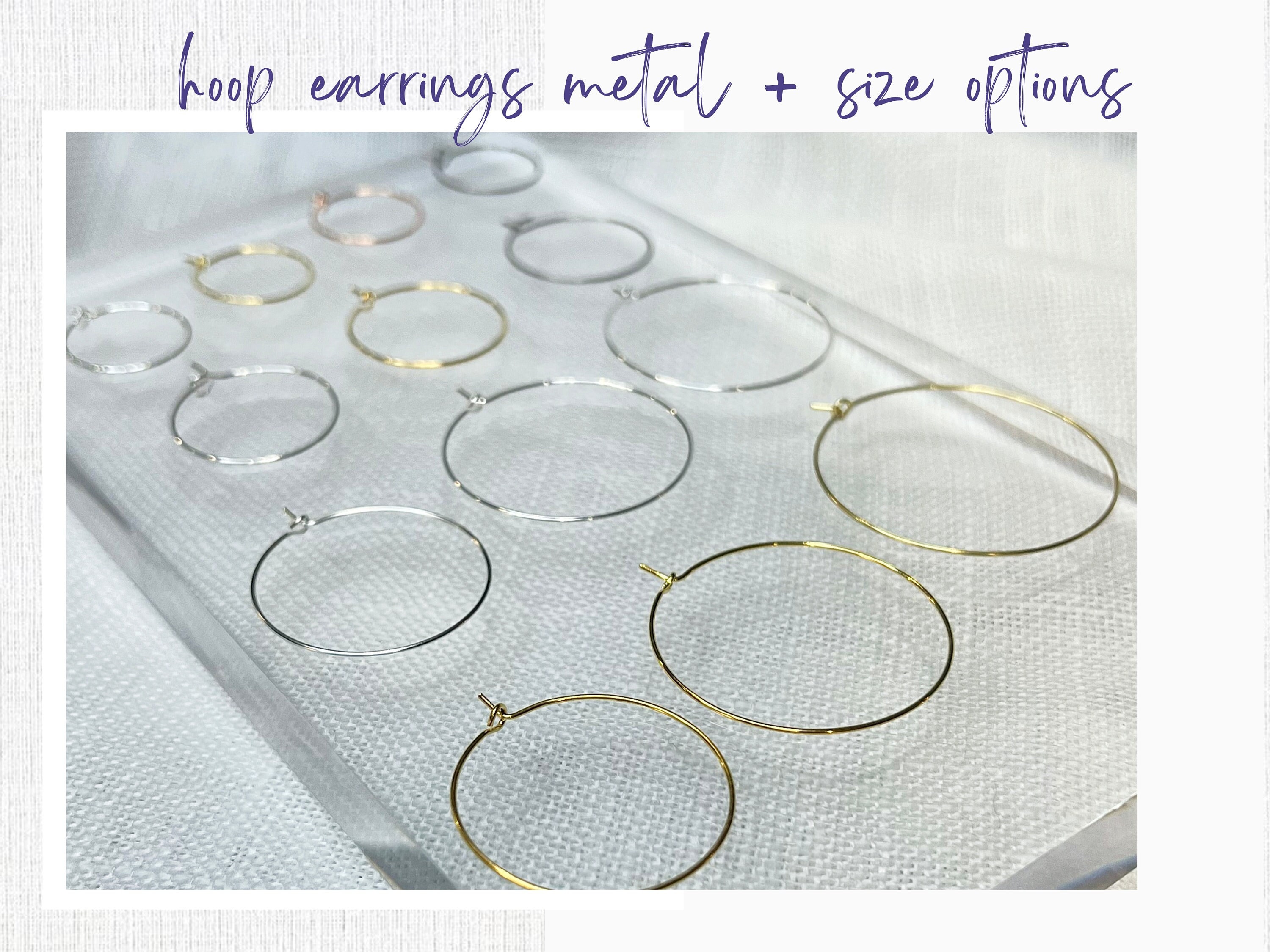 Thin Wire Earrings, Size Upgrade Beaded Hoops 20mm 25mm 30mm 35mm 40mm ...
