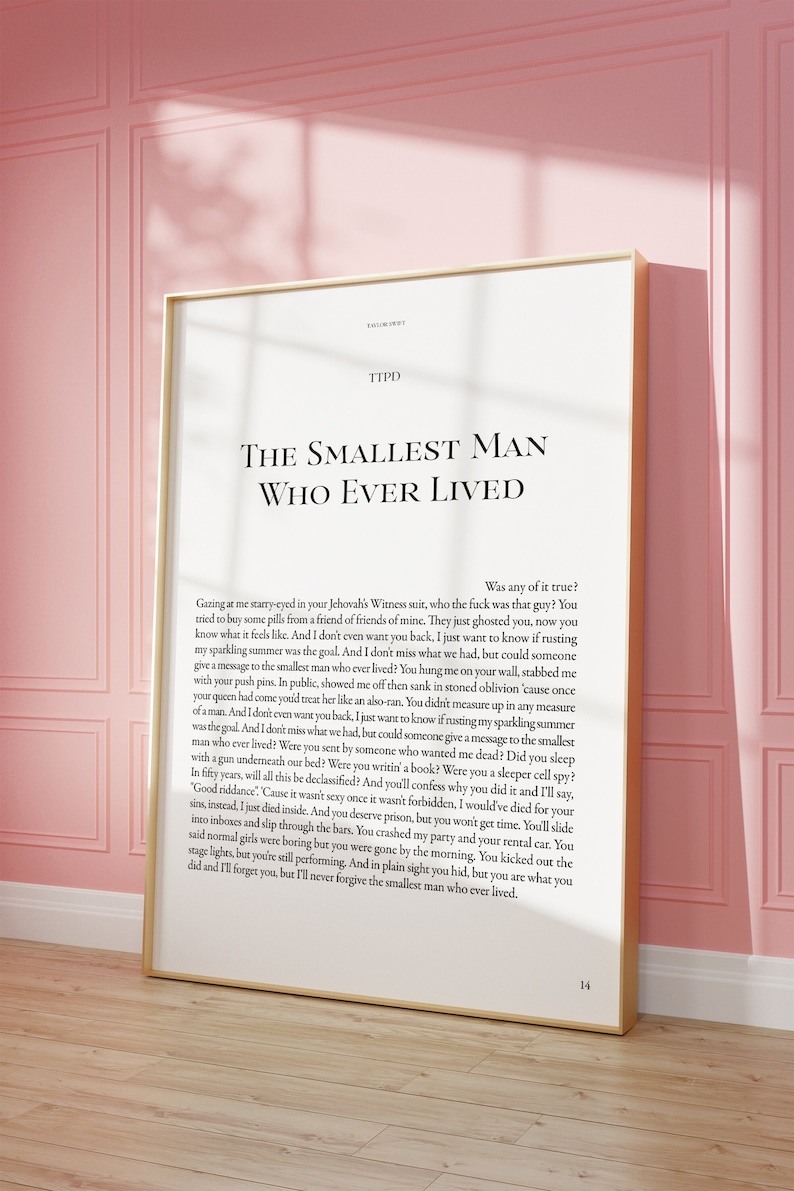 The Smallest Man Who Ever Lived Lyrics TTPD Taylor Swift Digital Poster ...