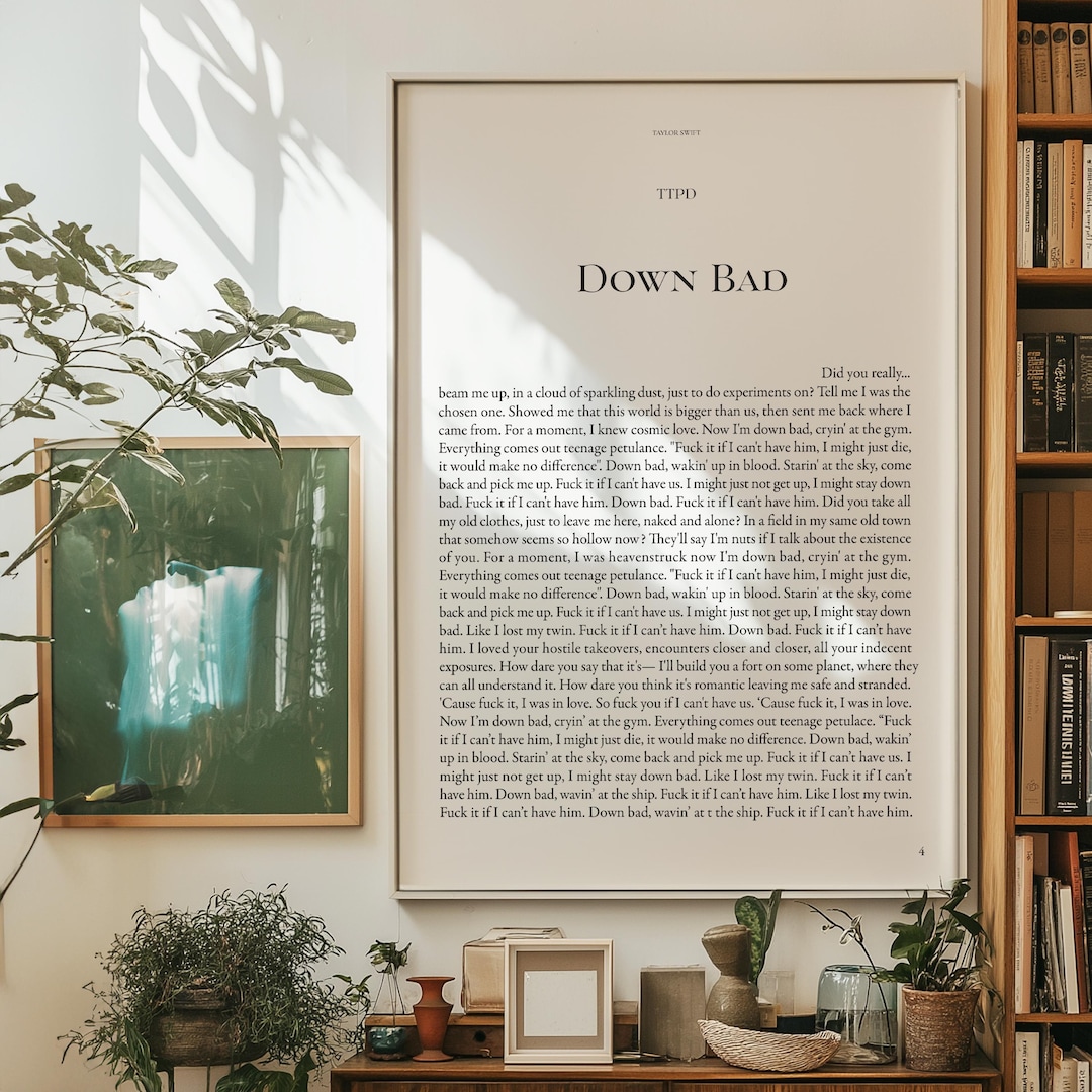 Down Bad Lyrics |TTPD | Taylor Swift Digital Poster Instant Digital Art ...