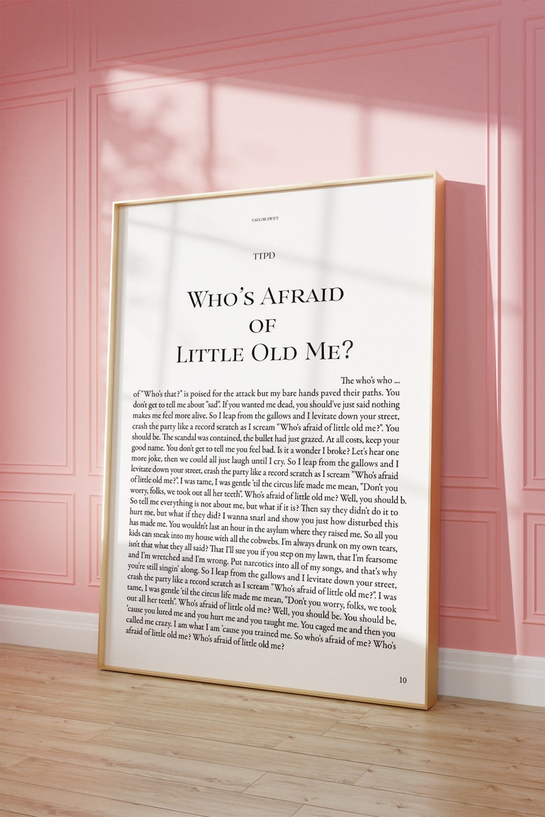 Who's Afraid of Little Old Me Lyrics TTPD Taylor Swift Digital Poster ...