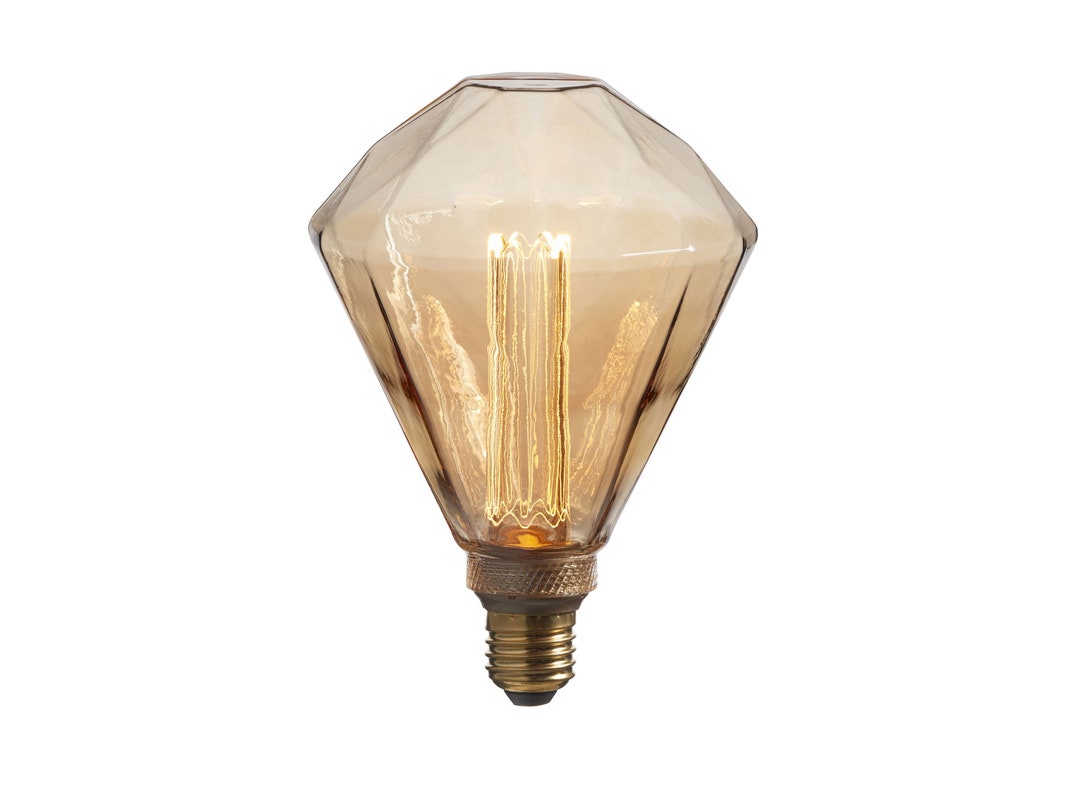 LED Amber Tinted Facetted Glass Light Bulb 125mm Diameter - Etsy