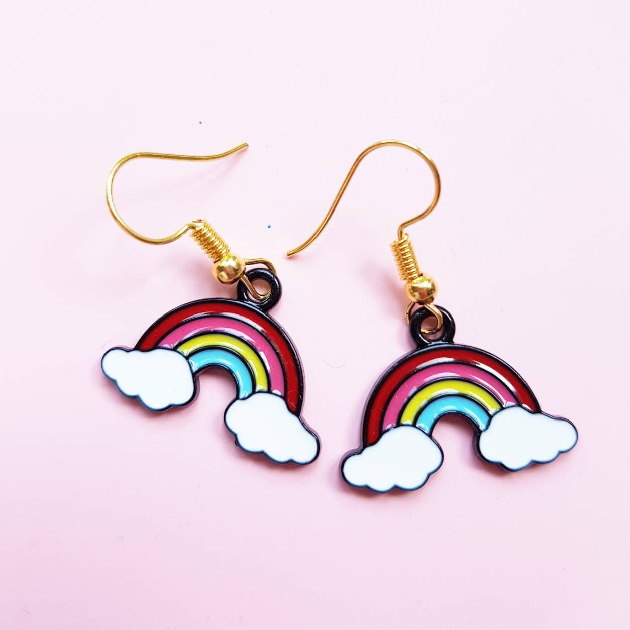 Rainbow earrings enamel rainbow earrings rainbow jewellery | Etsy